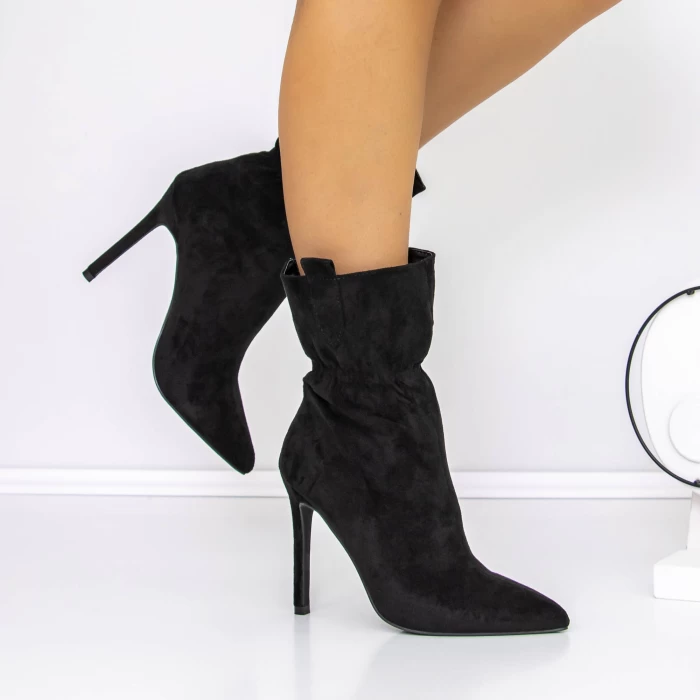 Botine Dama cu Toc subtire 3LB11 Negru » MeiShop.Ro